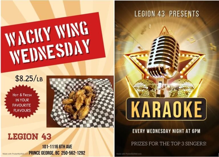 Wacky Wing Wednesday and Karaokee Night – Legion Prince George